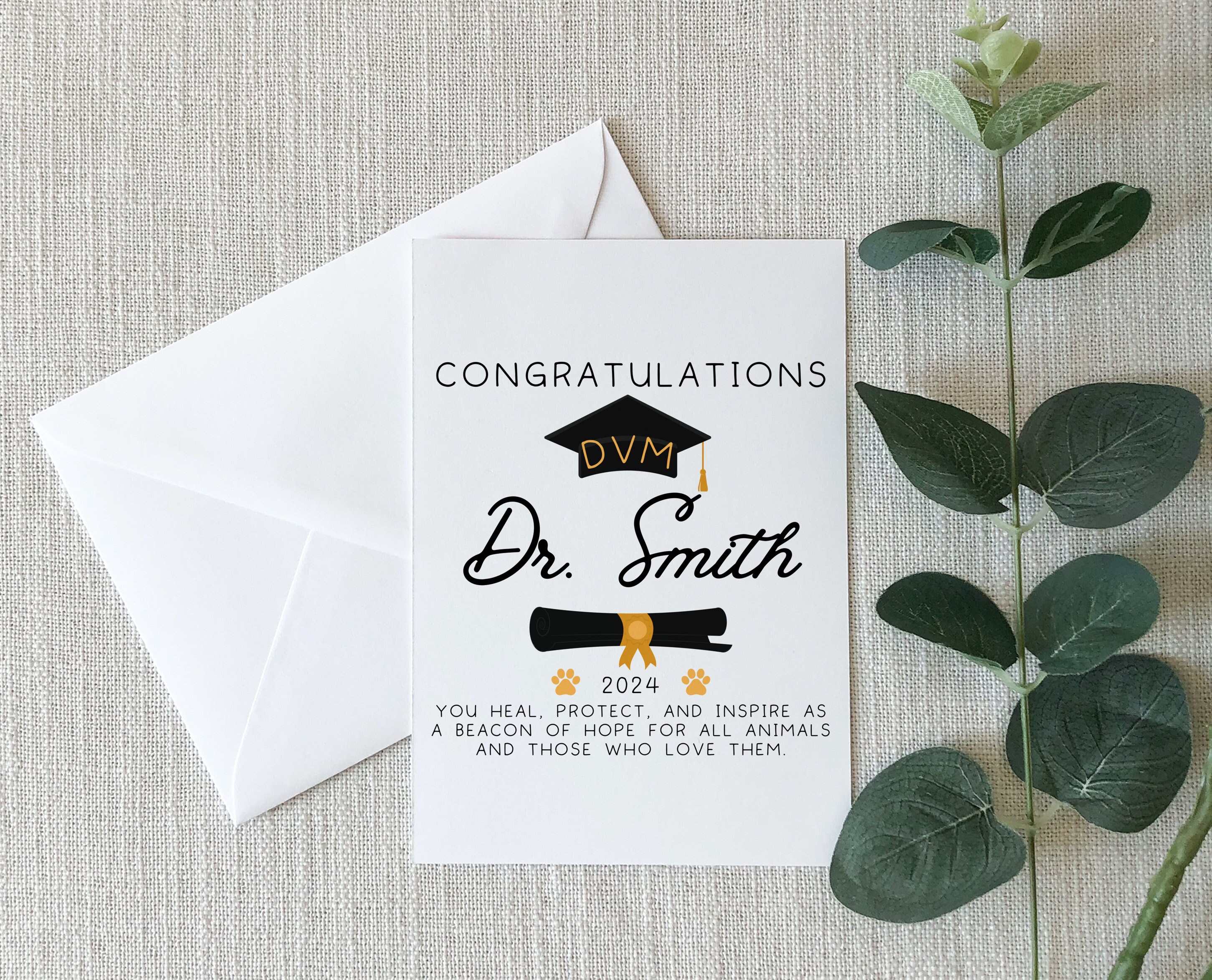 Doctor of Veterinary Medicine Personalized Card, Dvm Graduate Gift, Vet ...