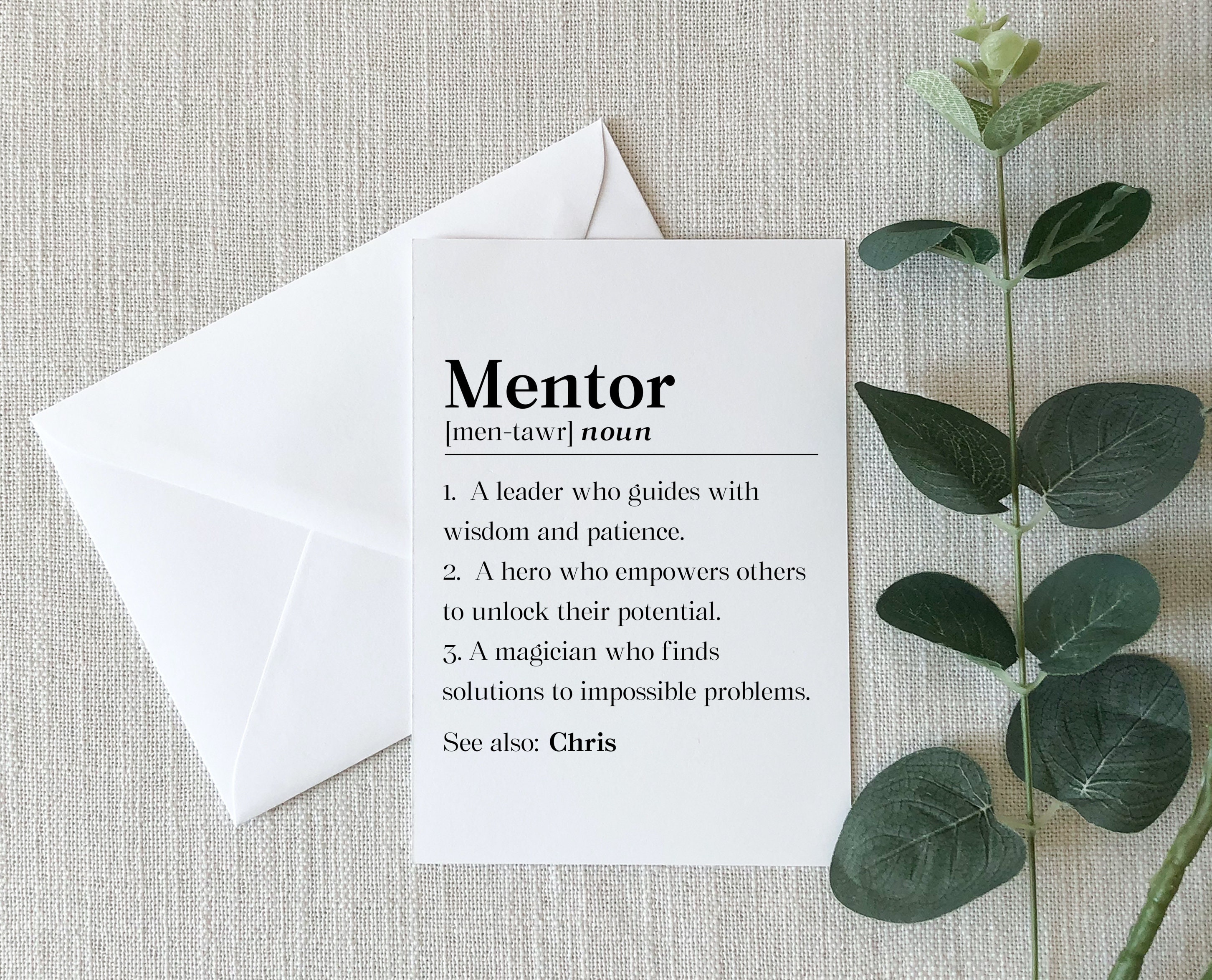 Personalized Mentor Thank You Card, Mentor Appreciation Gift, Mentor ...
