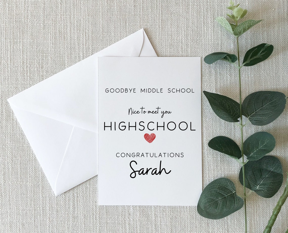 Personalized Middle School Graduation Card, Goodbye Middle School Gift ...