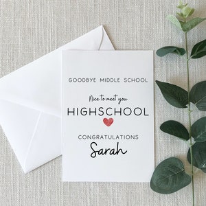 Personalized Middle School Graduation Card, Goodbye Middle School Gift ...
