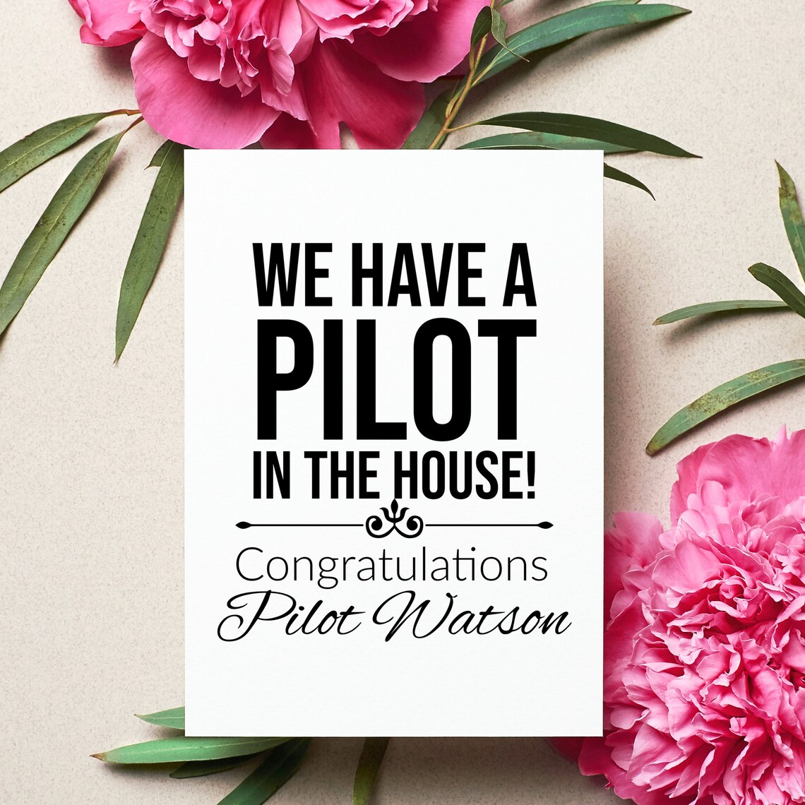 Personalized Pilot Graduation Card, Pilot Card, Flight School Card ...