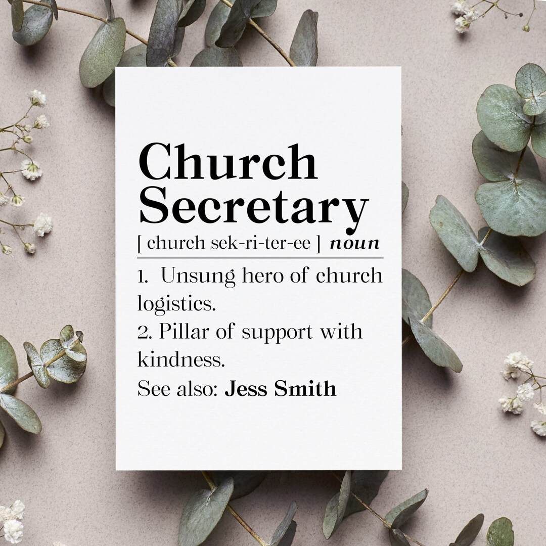Personalized Church Secretary Thank You Card, Religious Appreciation ...
