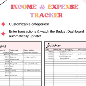 Monthly Budget Tracker Spreadsheet for Google Sheets, Track Income ...