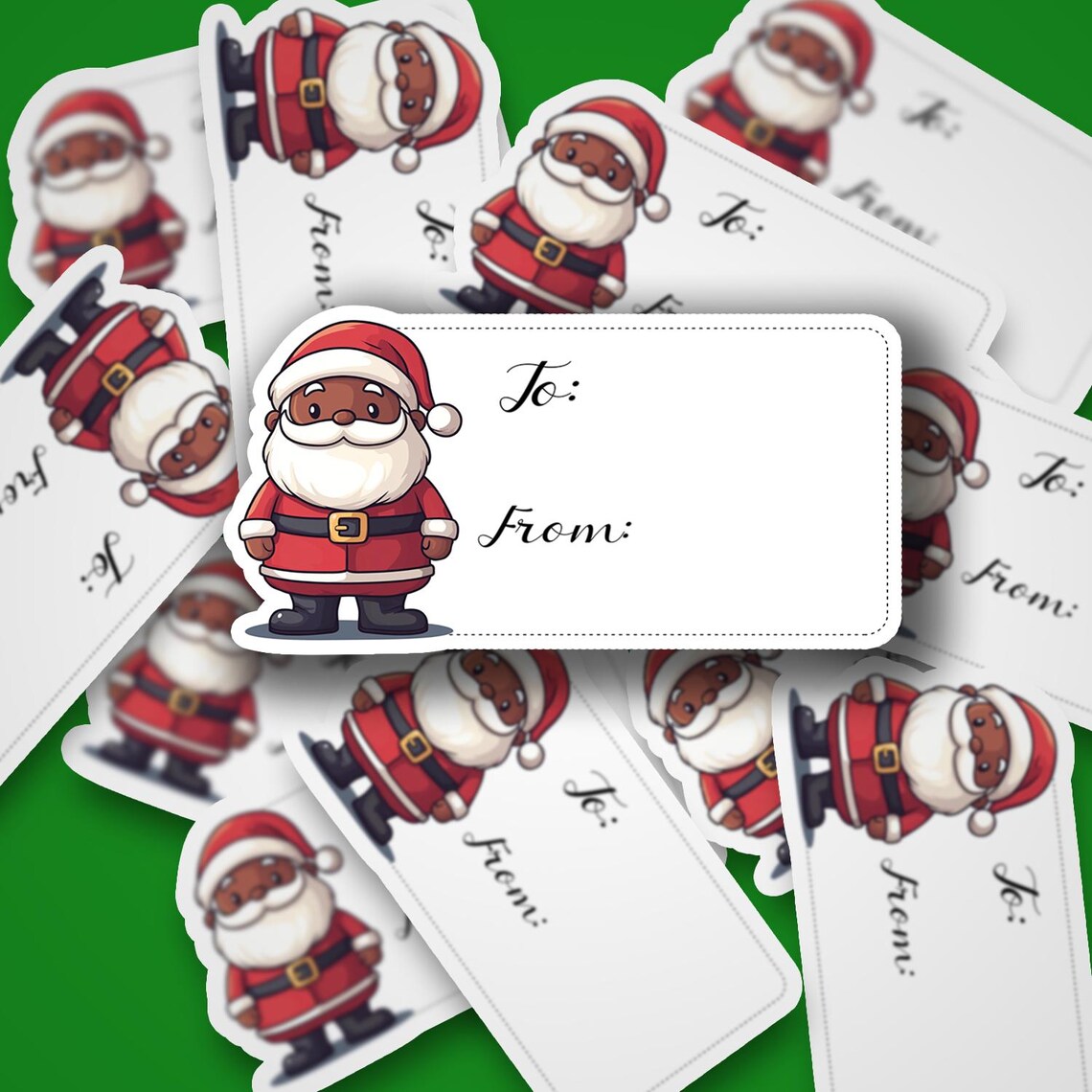 12pc Black Santa Christmas Gift Tag, Gift Wrapping Supplies, Christmas ...