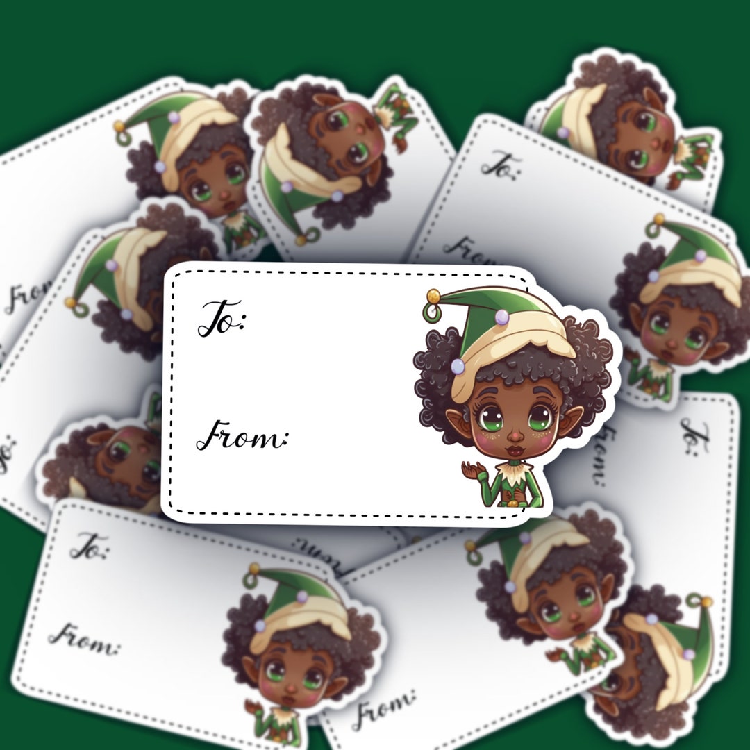 12pc Black Christmas Elf Gift Tag, Gift Wrapping Decor, Christmas to ...
