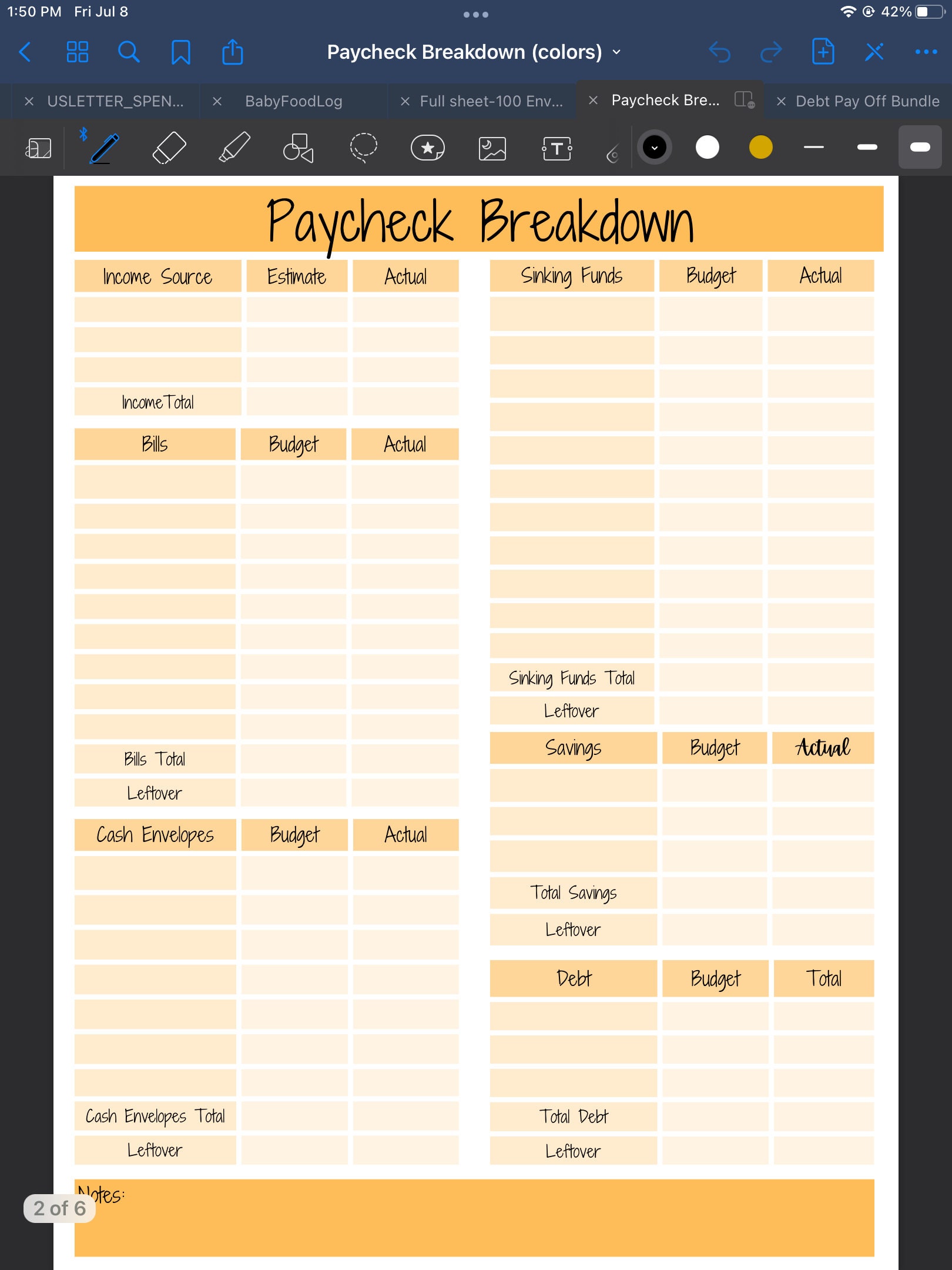 Paycheck Breakdown Template - Etsy