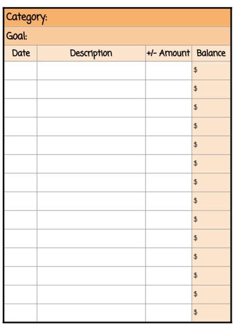 Printable Cash Envelope Tracking Slips - Etsy