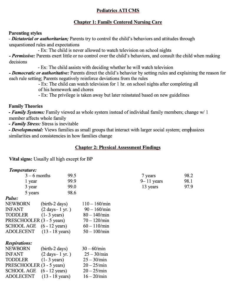 Get a Level 2 or Higher! Pediatric Nursing Care of Children ATI CMS ...