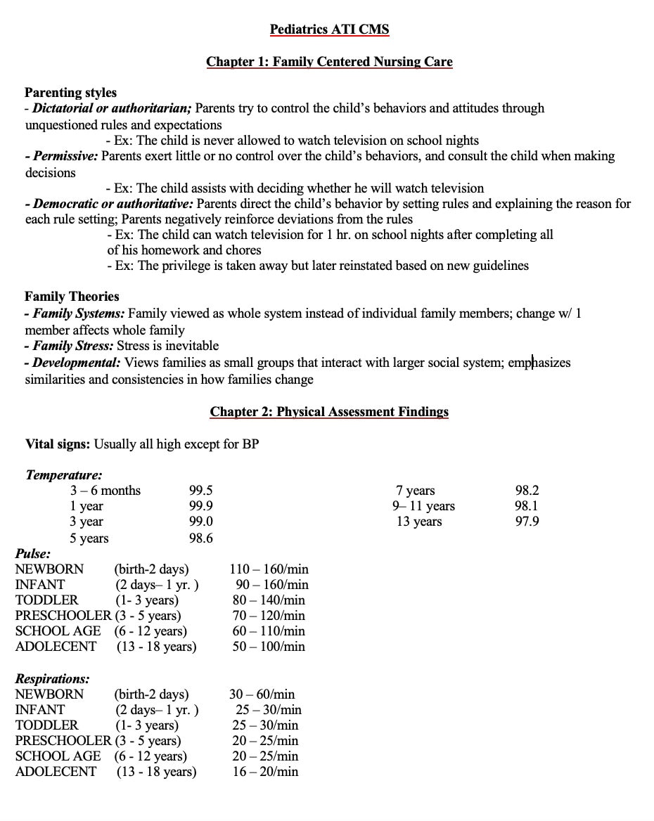 Get a Level 2 or Higher! Pediatric Nursing Care of Children ATI CMS ...