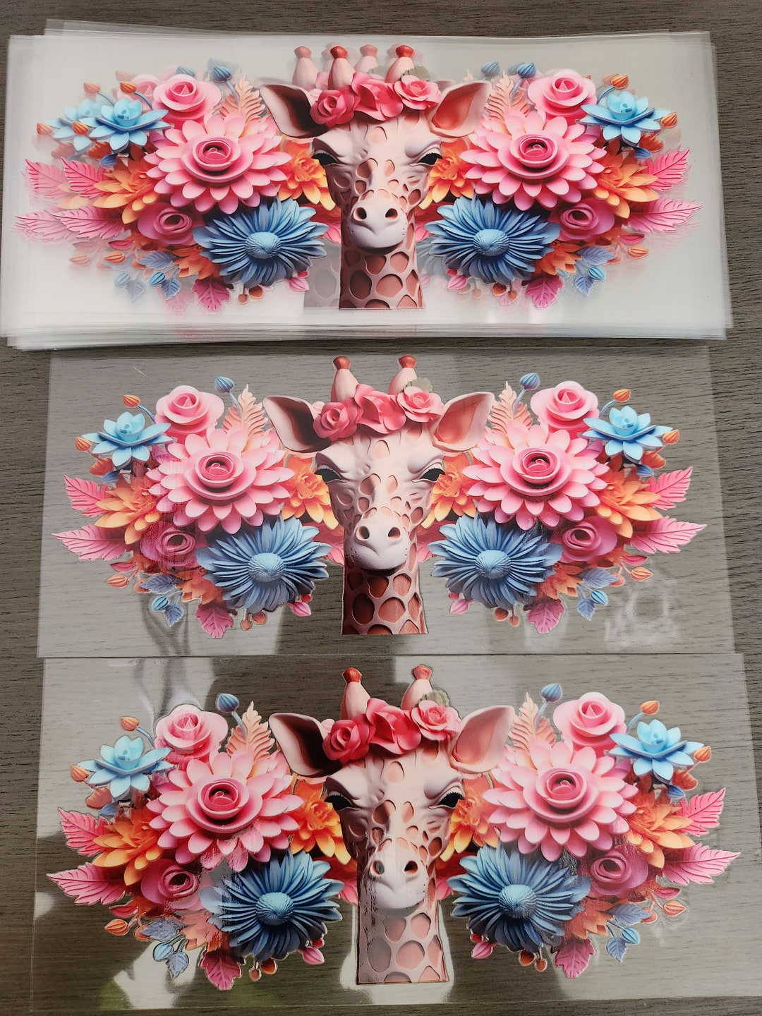 16oz UV Dtf 3d Giraffe Wrap Ready to Apply Cup Wrap No Heat Needed ...