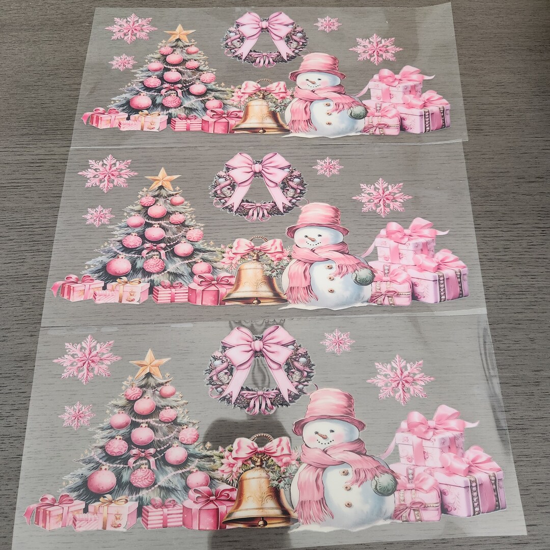 16oz UV Dtf Pink Snowman Wrap Ready to Apply Cup Wrap No Heat Needed ...