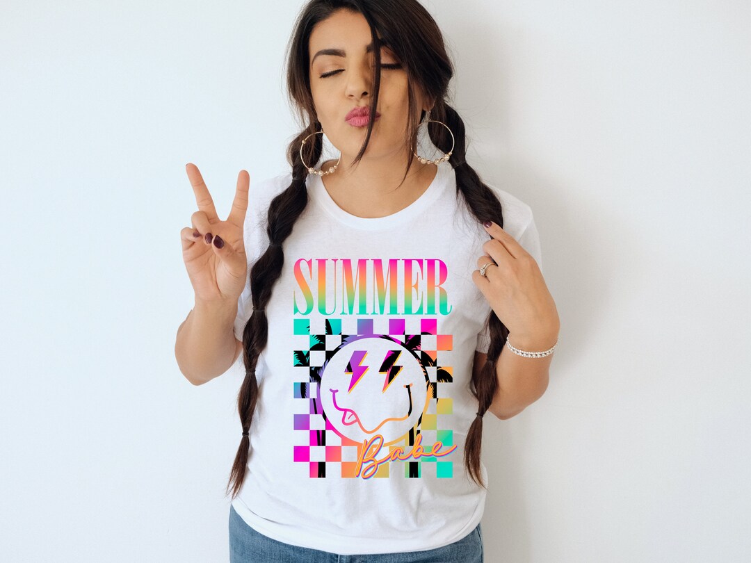 Ready to Press DTF Transfer Retro Summer Smiley Face DTF Screen Print ...