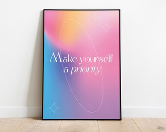 DIGITAL DOWNLOAD Make Yourself A Priority, Floral - Etsy