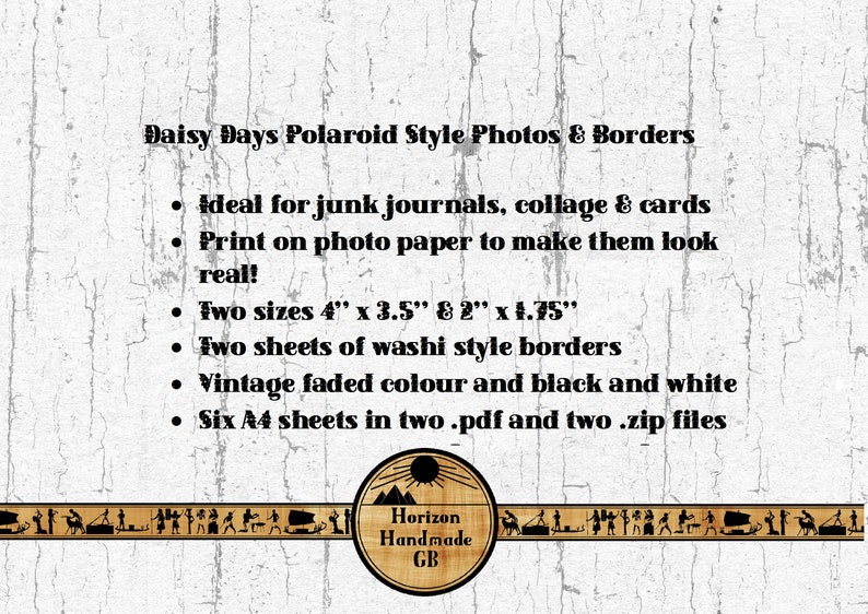 Daisy Days Faded Polaroid Photo Printables, Floral Digital Photo ...