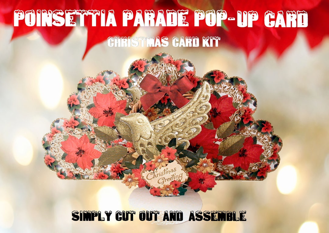 Printable Christmas Card - Poinsettia Parade Pop-up Fan Card - Etsy