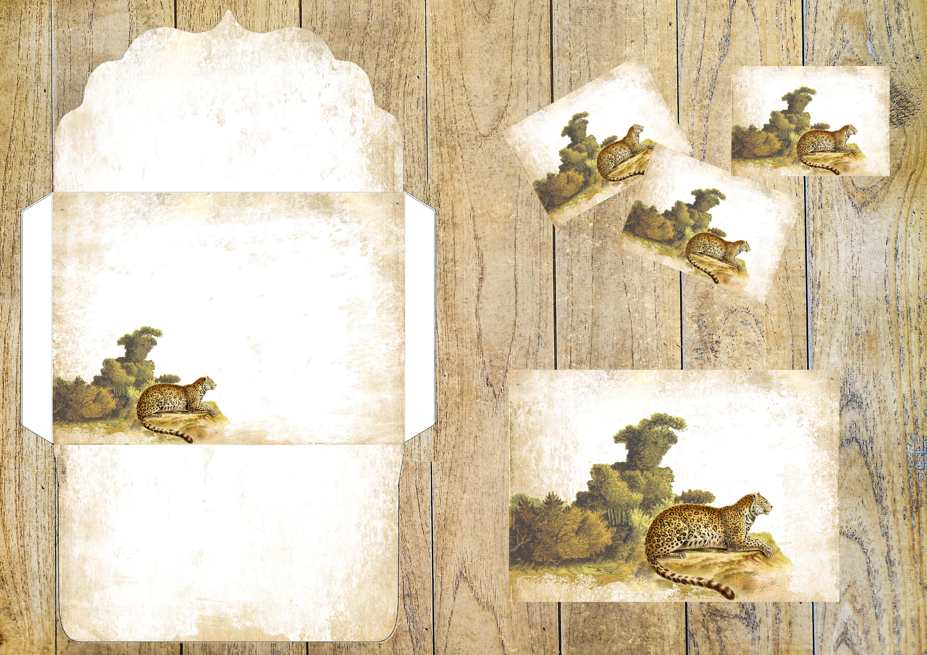 Vintage Printable African Leopard Letter Writing Paper & Envelopes ...