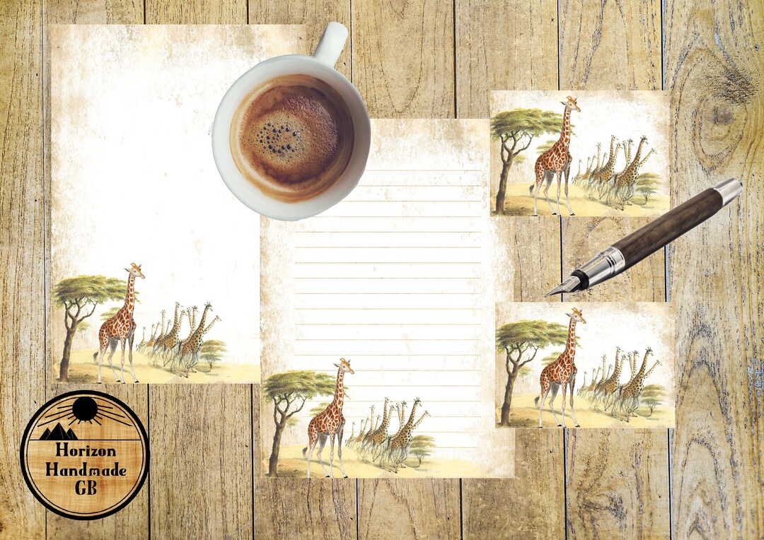 Vintage Printable African Giraffe Letter Writing Paper & Envelopes ...