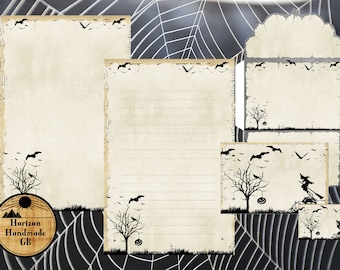 Printable Halloween Gothic Letter Writing Paper & Envelopes, Unlined ...