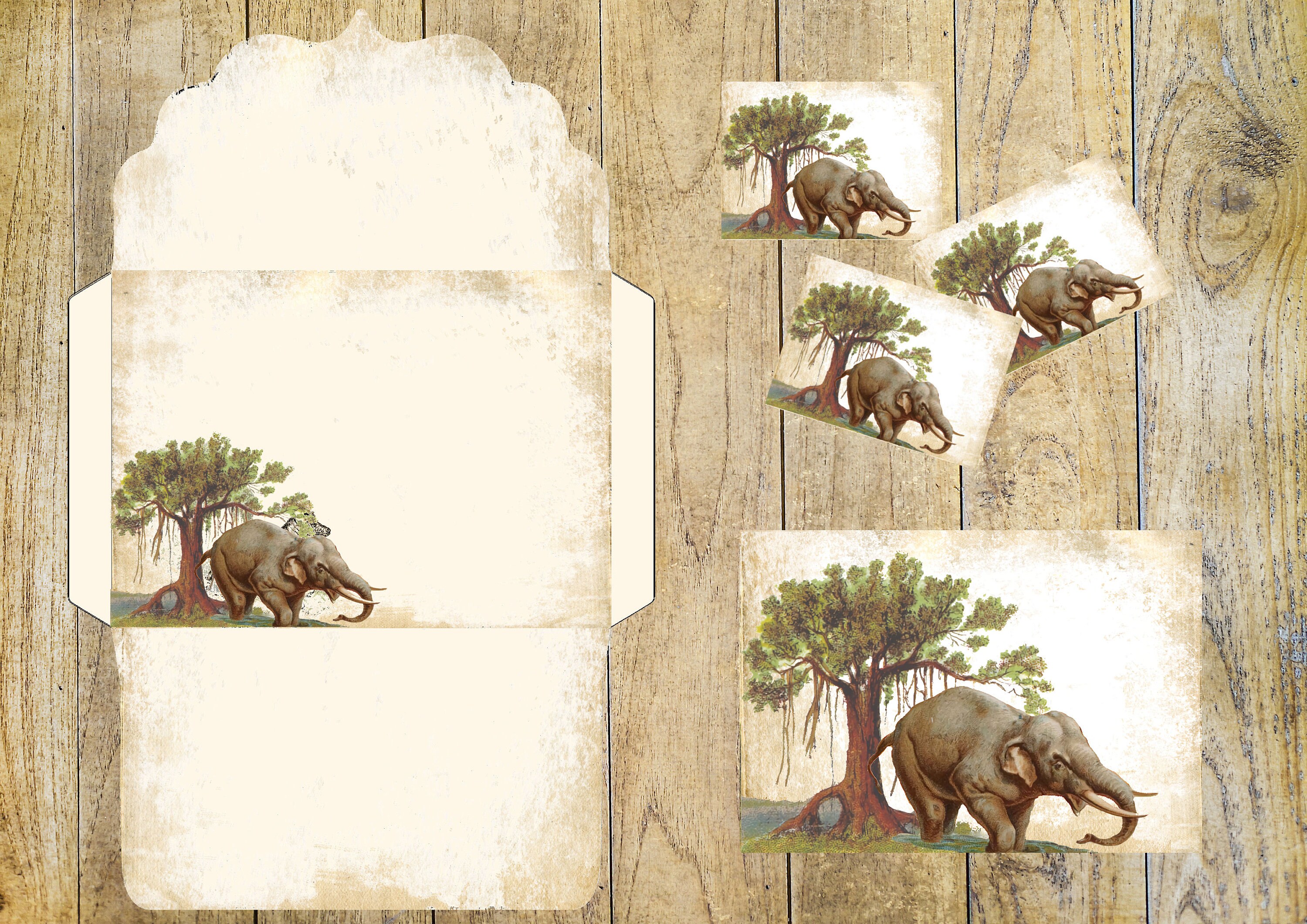 Vintage Printable African Elephant Letter Writing Paper & Envelopes ...