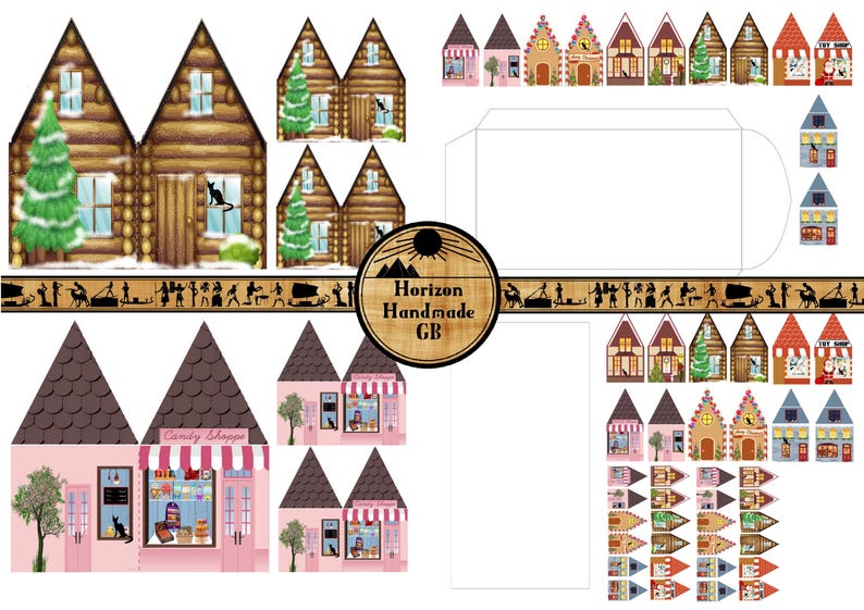 Christmas House Shaped Cards: Printable Building Kit (digital Download ...