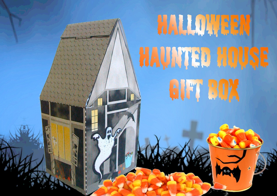 Halloween Haunted House Printable Gift Box - Etsy