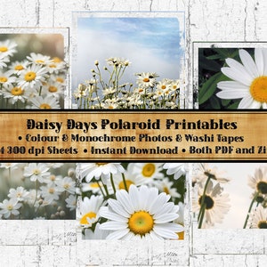 Daisy Days Faded Polaroid Photo Printables, Floral Digital Photo ...
