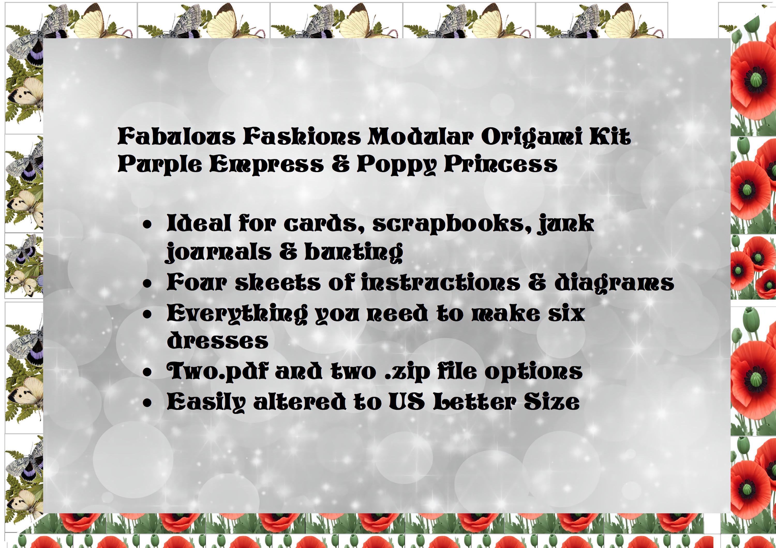 Modular Origami Printable Digital Kit Fabulous Fashions - Purple ...