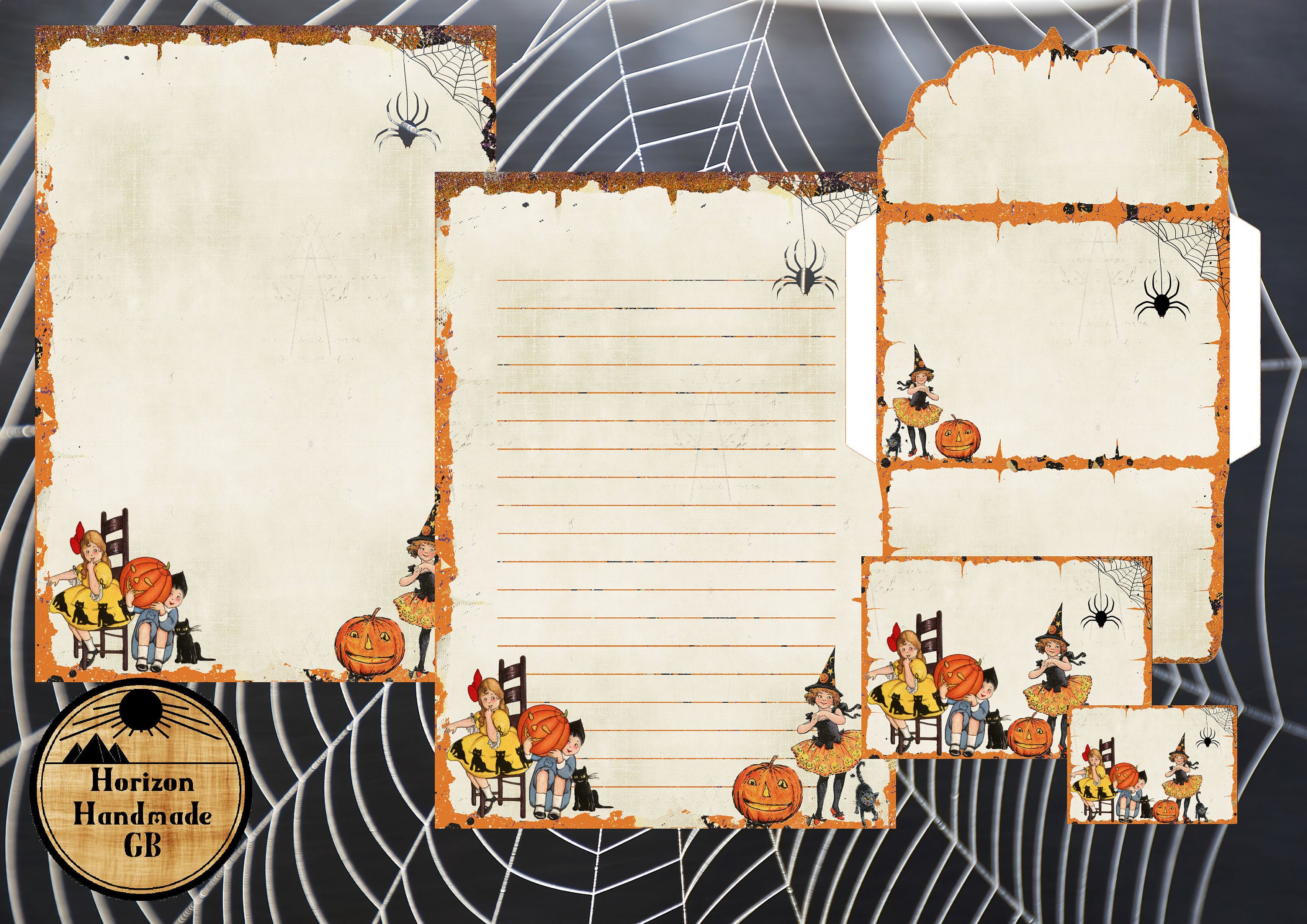 Printable Halloween Gothic Letter Writing Paper & Envelopes, Unlined ...
