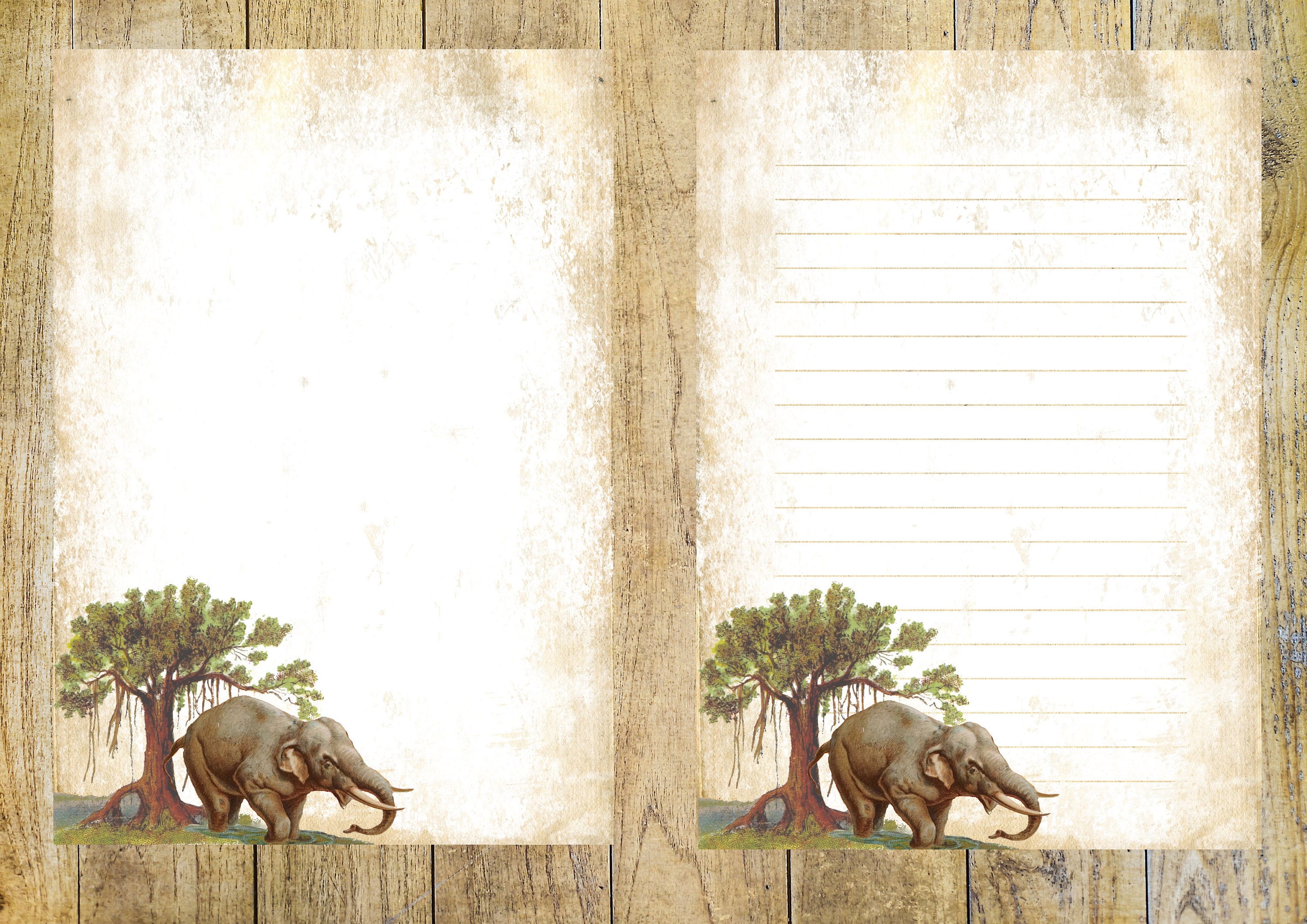 Vintage Printable African Elephant Letter Writing Paper & Envelopes ...