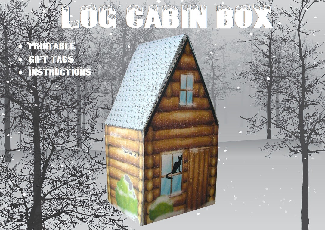 Printable Christmas Gift Box, House Shaped Box, Log Cabin Box - Etsy