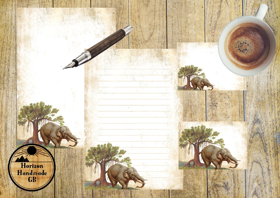 Vintage Printable African Elephant Letter Writing Paper & Envelopes ...