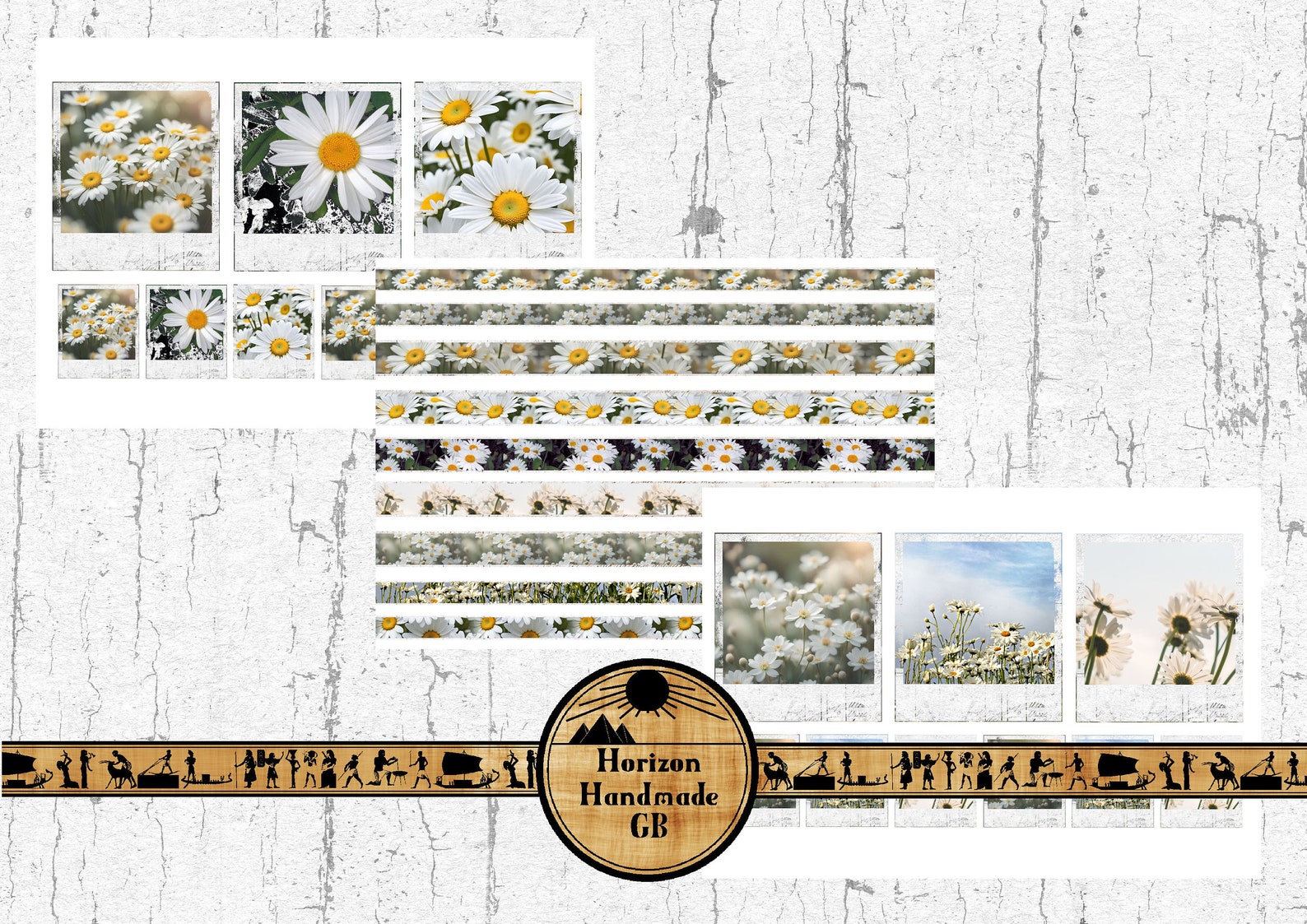 Daisy Days Faded Polaroid Photo Printables, Floral Digital Photo ...