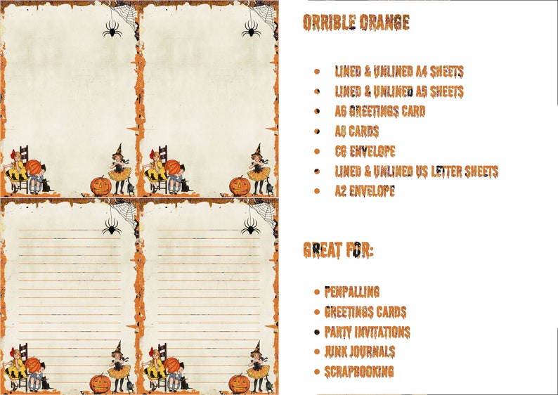 Printable Halloween Gothic Letter Writing Paper & Envelopes, Unlined ...