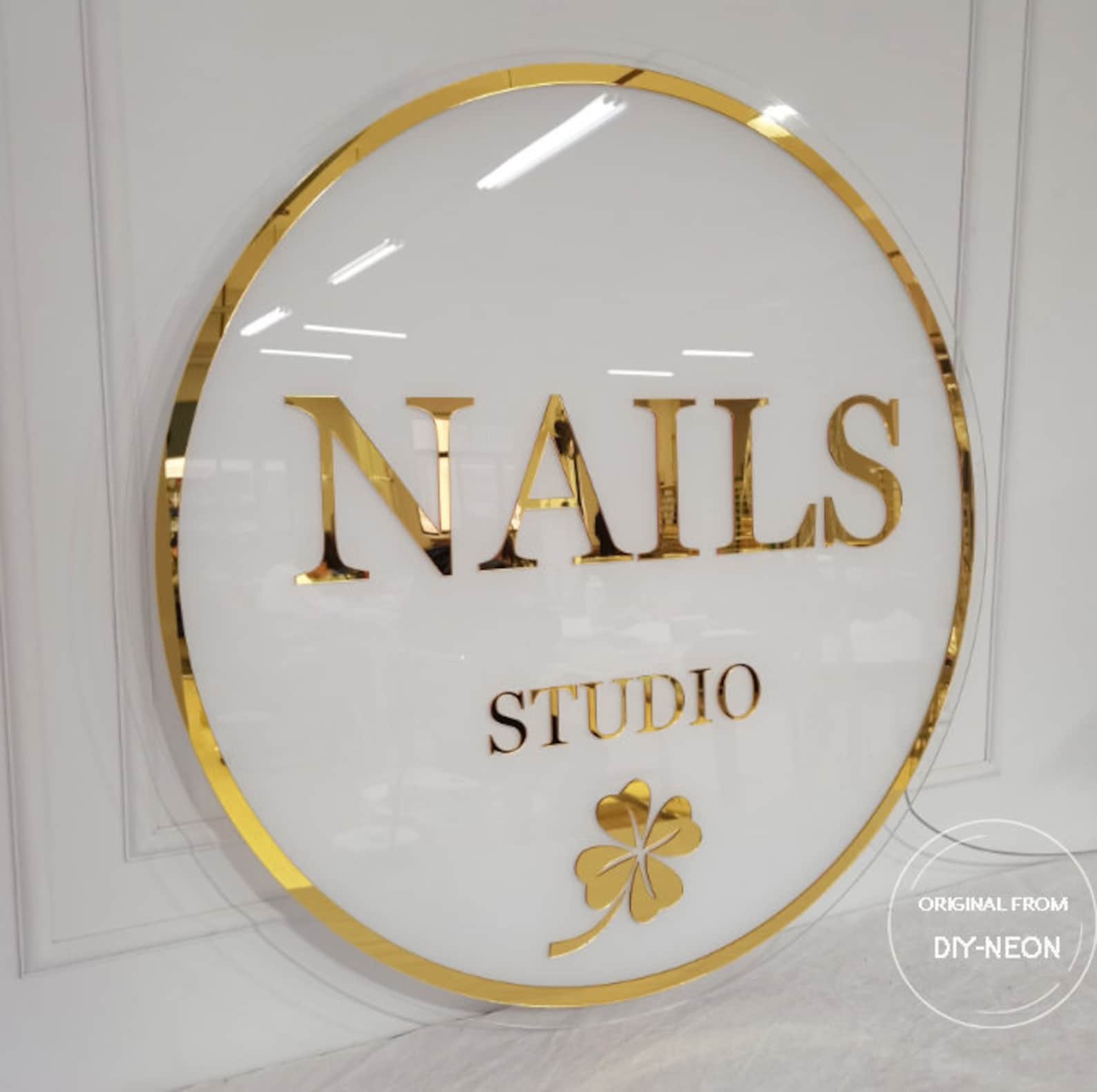 Custom RGB Acrylic Sign Led Round Acrylic Sign for Nail Salon Logo ...