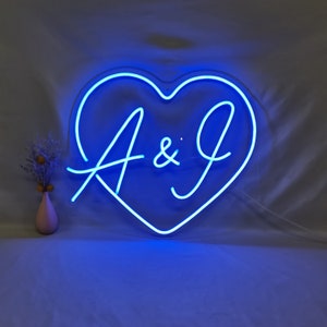 Custom Heart Neon Sign Table Stand Led Heart Neon Sign Name Initials ...