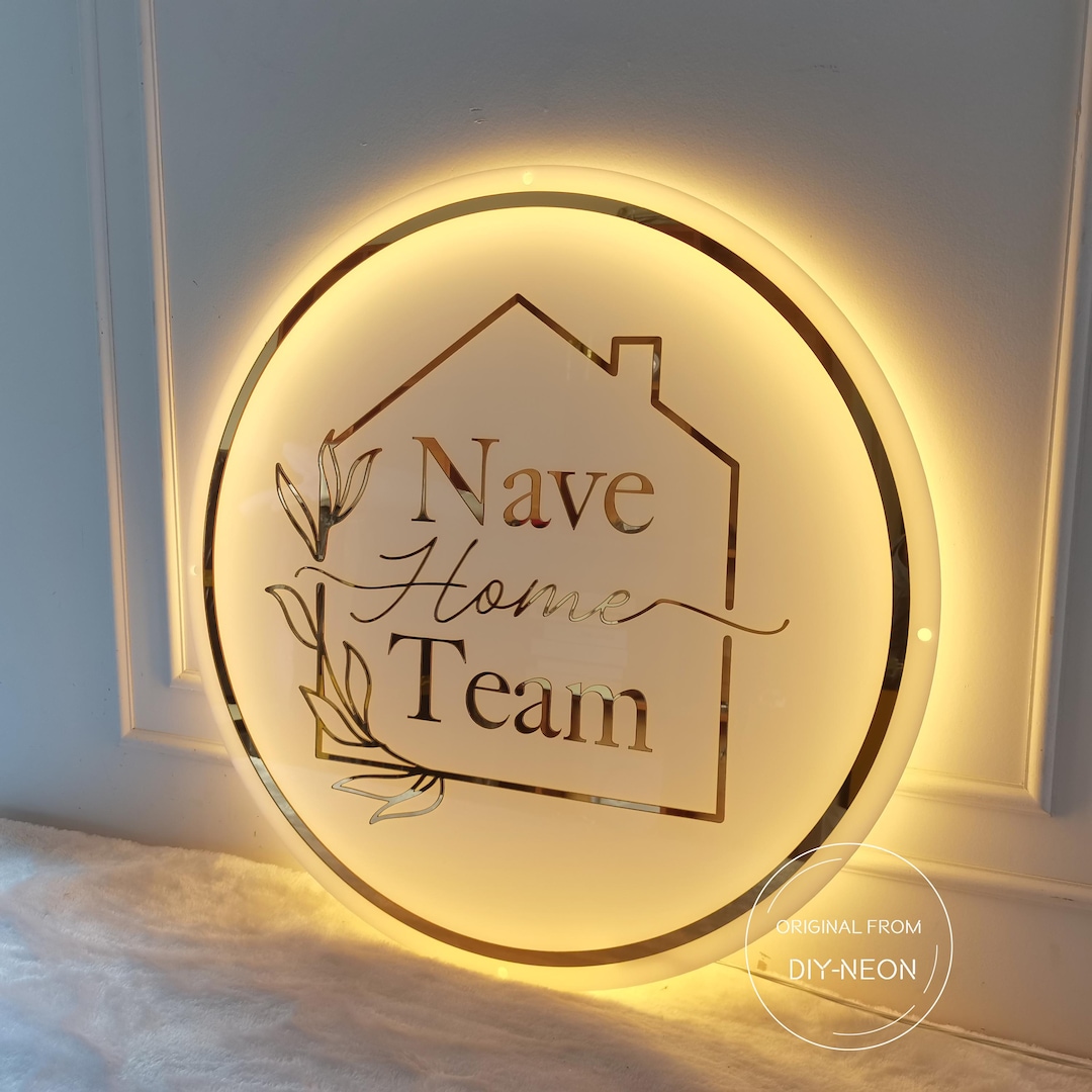 Custom Acrylic Sign Led Round Acrylic Sign for Business Beauty Logo ...