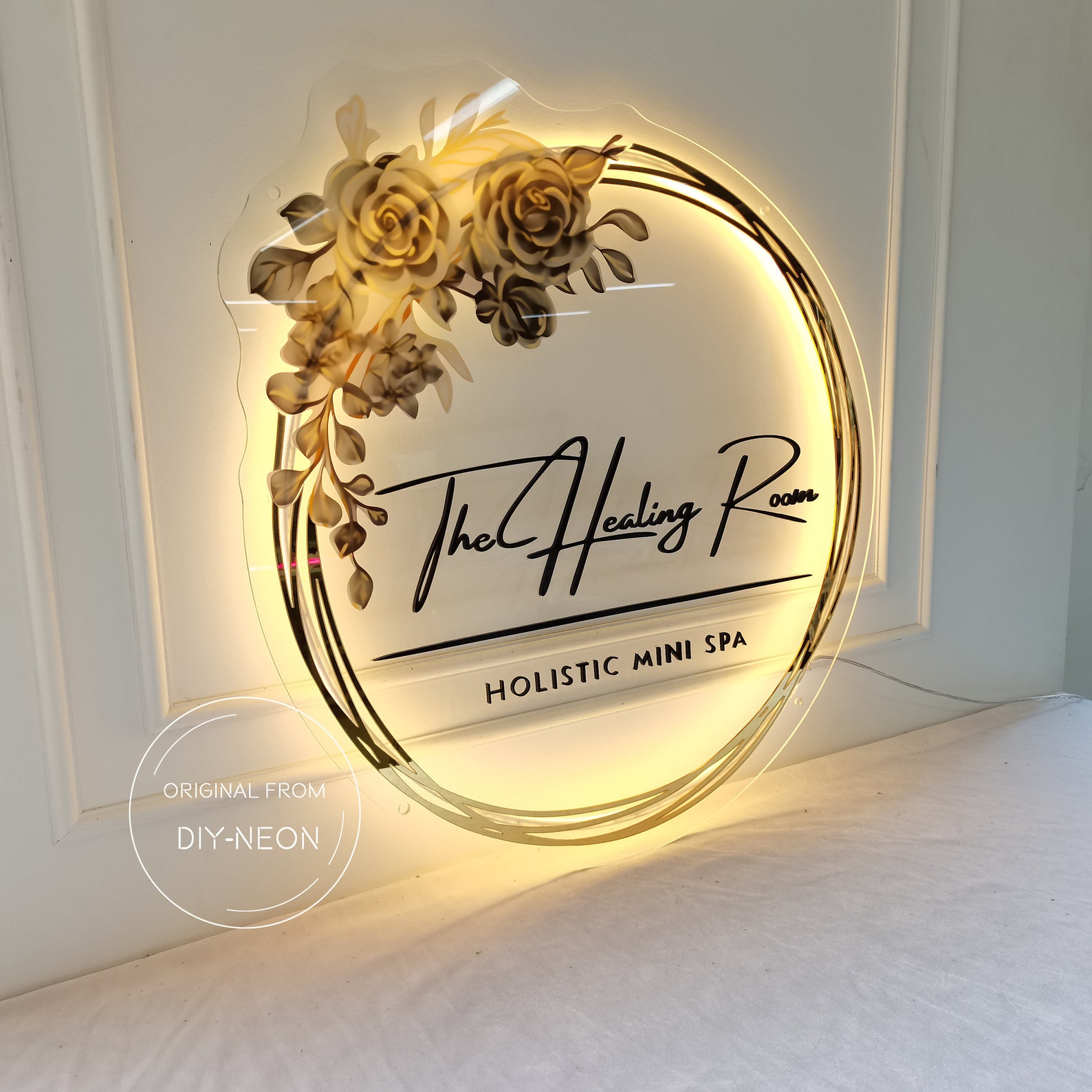 Custom RGB Acrylic Sign Led Round Acrylic Sign for Nail Salon Logo ...