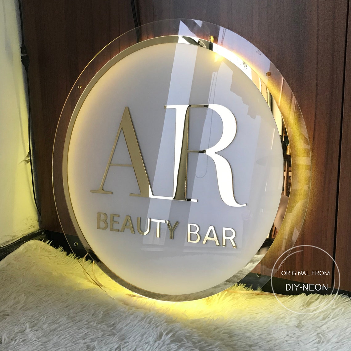 Custom RGB Acrylic Sign Led Round Acrylic Sign for Nail Salon Logo ...