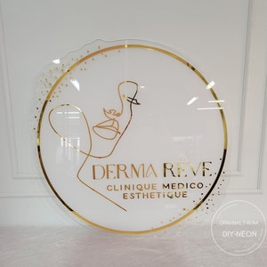 Custom Acrylic Sign Led Round Acrylic Sign for Therapy Logo Skincare ...