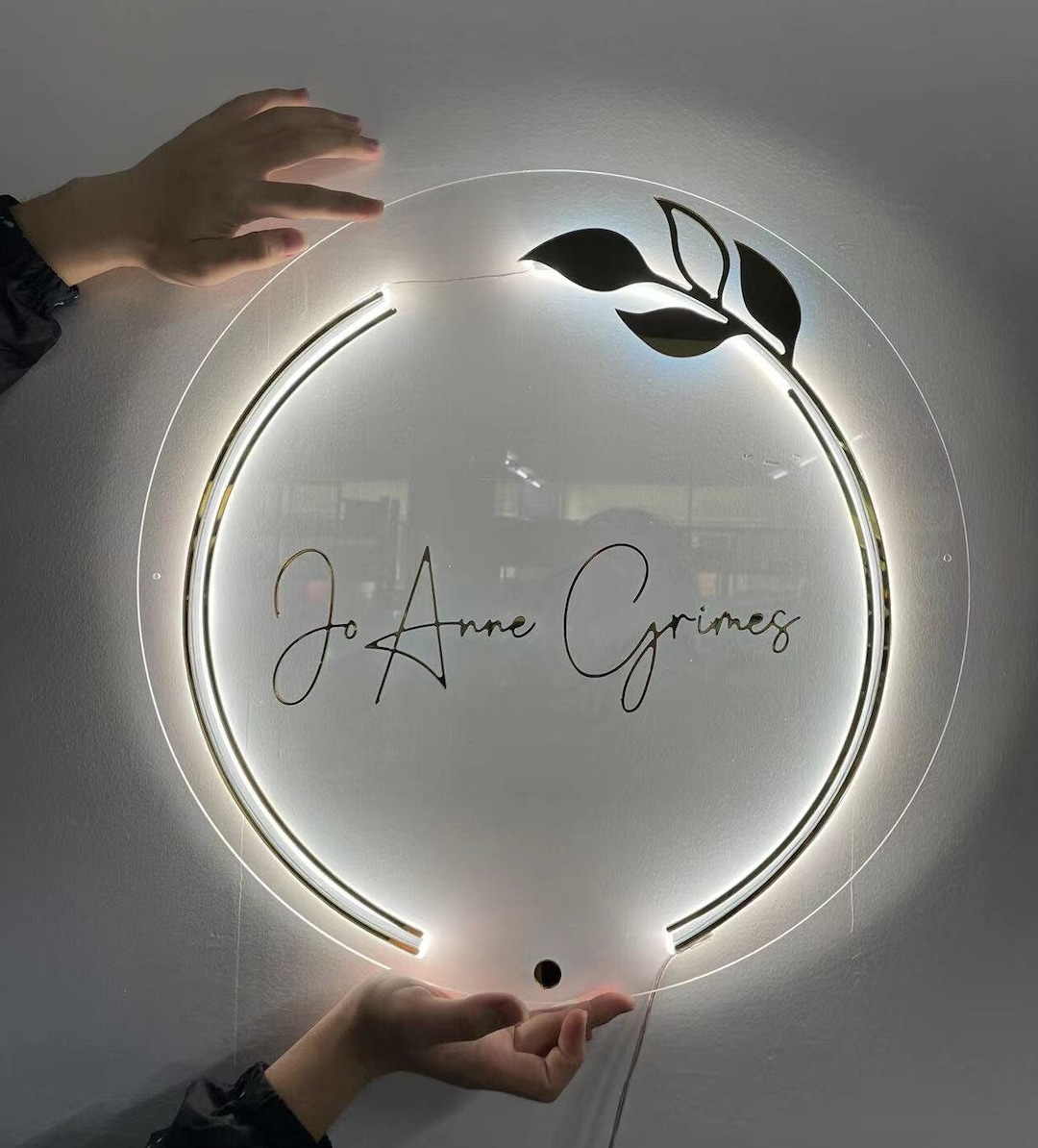 Custom Acrylic Sign Led Round Acrylic Sign for Nail Salon Logo Beauty ...