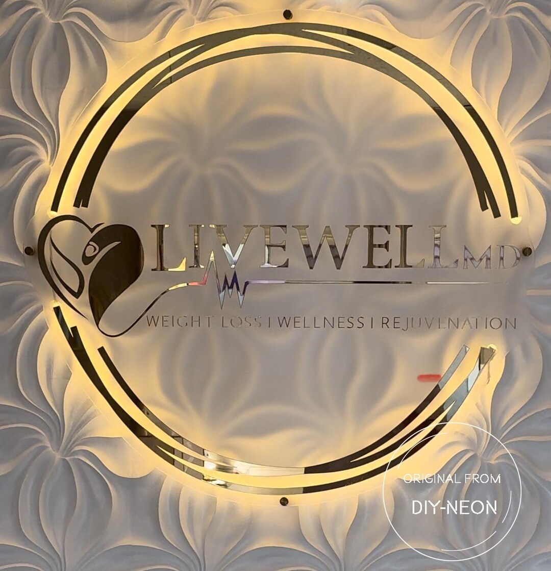 Custom Acrylic Sign Led Round Acrylic Sign Frosted Grass Sign for Nail ...