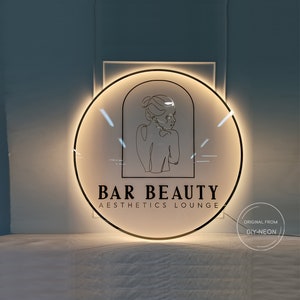 Custom Acrylic Sign Led Round Acrylic Sign for Business Beauty Logo ...