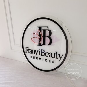 Custom Acrylic Sign Led Round Acrylic Sign for Business Beauty Logo ...