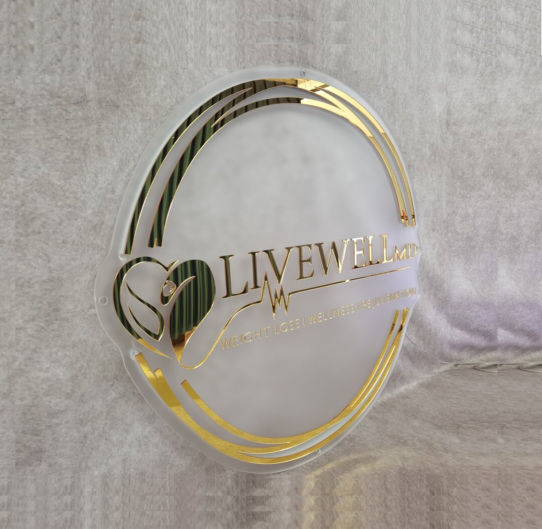 Custom Frosted Acrylic Sign Led Round Acrylic Sign for Nail Salon Logo ...