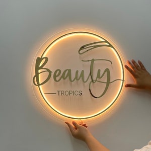 Custom Acrylic Sign Led Round Acrylic Sign for Nail Salon Logo Beauty ...