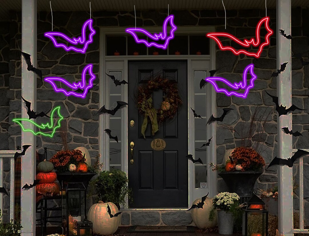 Bat Led Neon Light Scary Bats for Halloween Yard Decoration Party ...