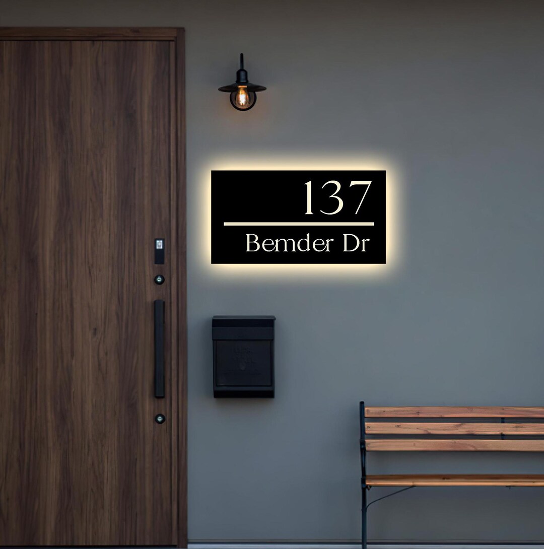 Custom House Adress Sign, Light up House Number Sign, Illuminated House ...