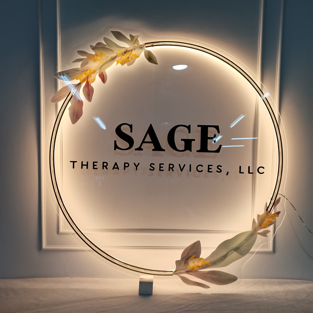 Custom Acrylic Sign Led Round Acrylic Sign for Therapy Logo Skincare ...