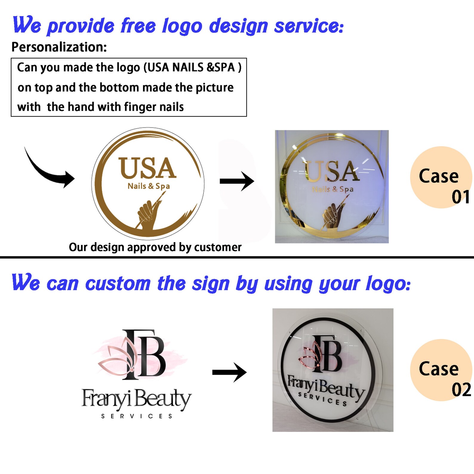 Custom Acrylic Sign Round Acrylic Sign for Nail Salon Logo Beauty Salon ...