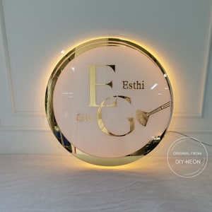 Custom Acrylic Sign Led Round Acrylic Sign for Business Beauty Logo ...